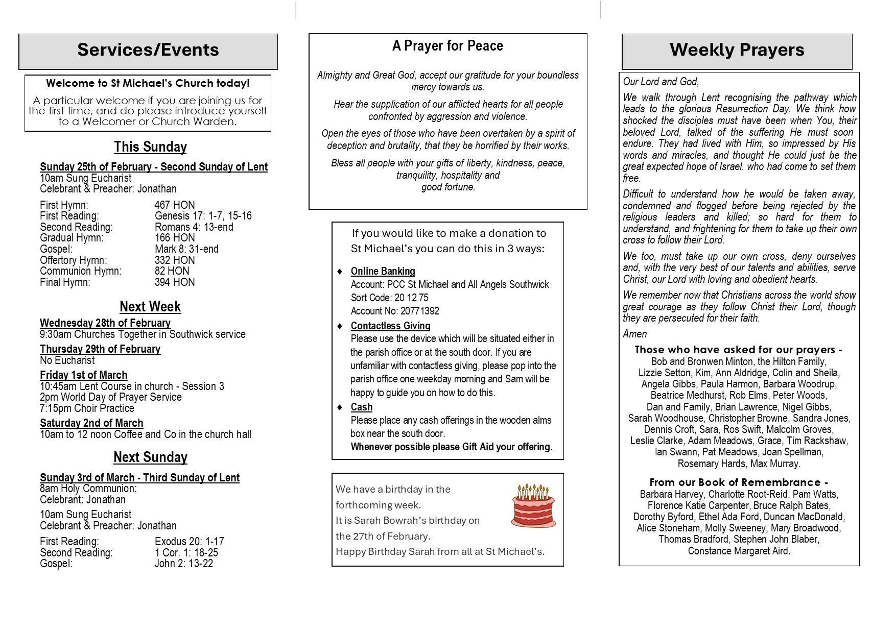 Weekly Pew Sheet